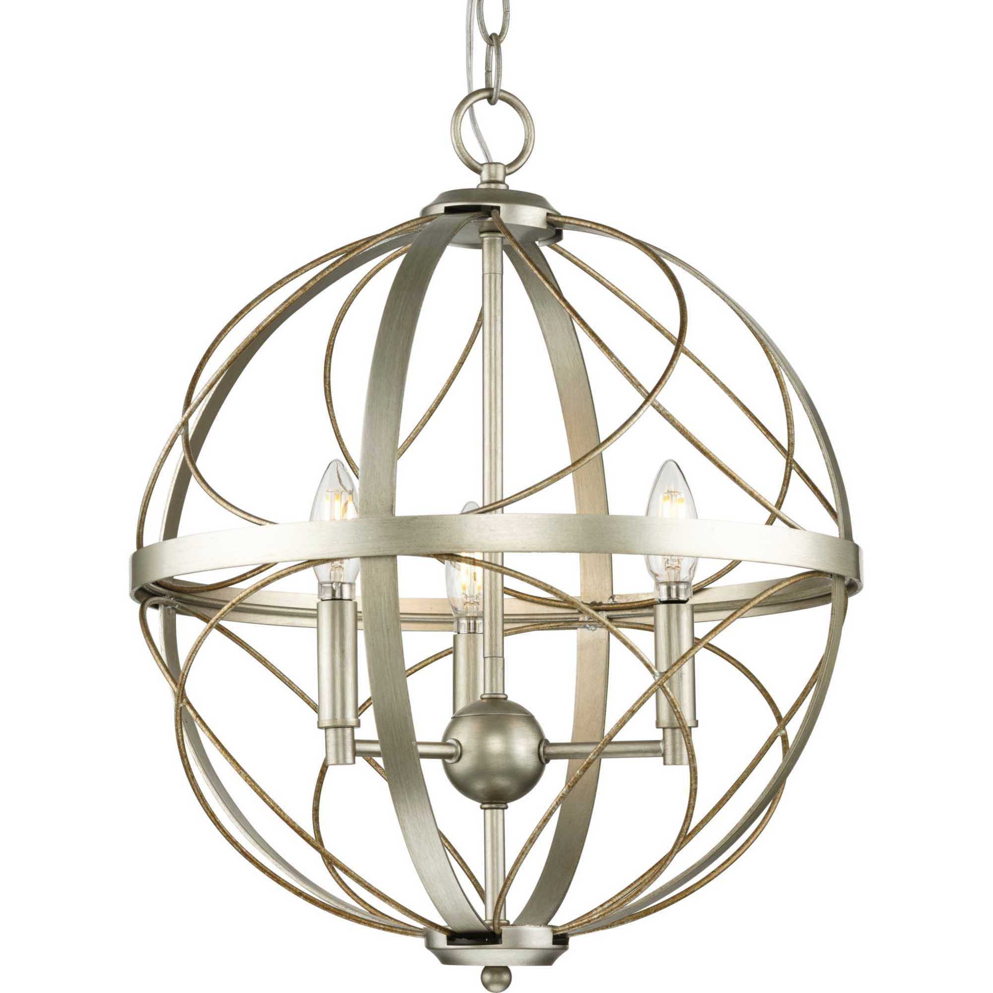 Progress P500068-134 Brandywine 3 Light Silver Ridge Pendant Ceiling Light