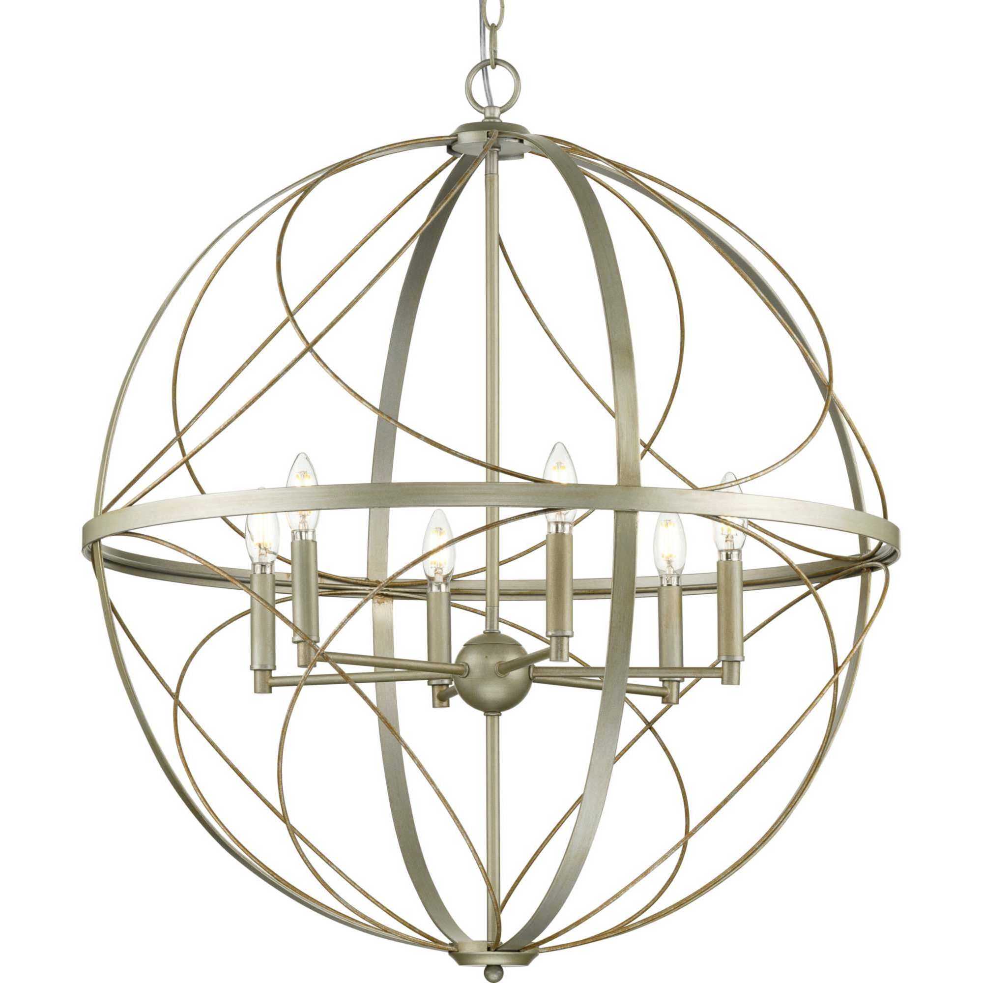 Progress P500069-134 Brandywine 6 Light Silver Ridge Pendant Ceiling Light